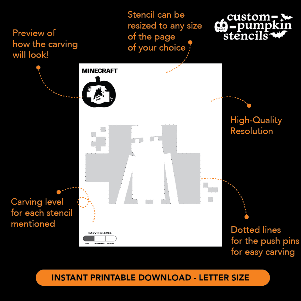 Minecraft Pumpkin Carving Stencil - Custom Pumpkin Stencils 2025