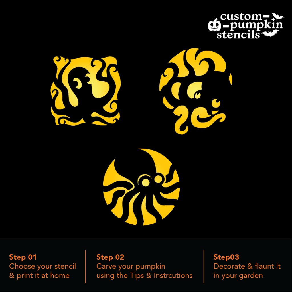 Octopus Pumpkin Carving Stencil - Custom Pumpkin Stencils 2025
