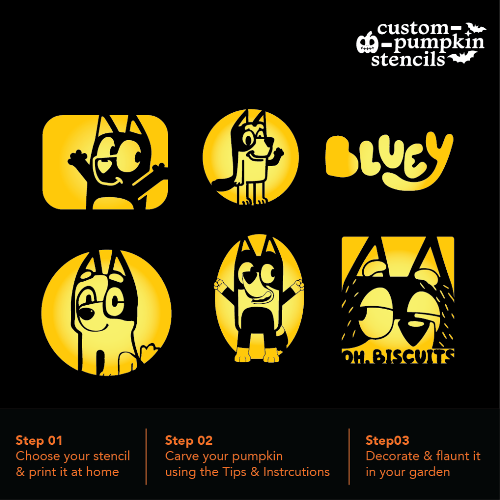 Bluey Pumpkin Carving Stencil - Custom Pumpkin Stencils 2025