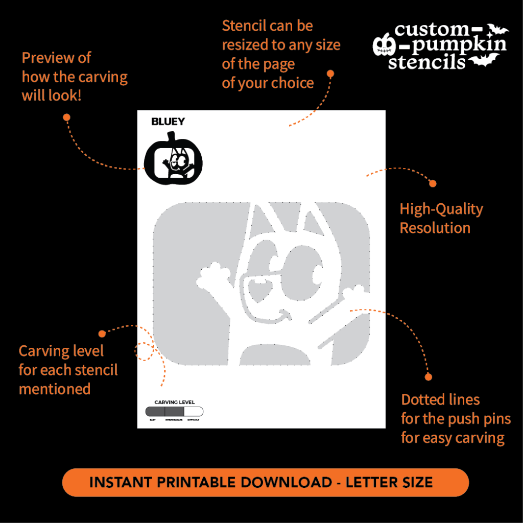 Bluey Pumpkin Carving Stencil - Custom Pumpkin Stencils 2024