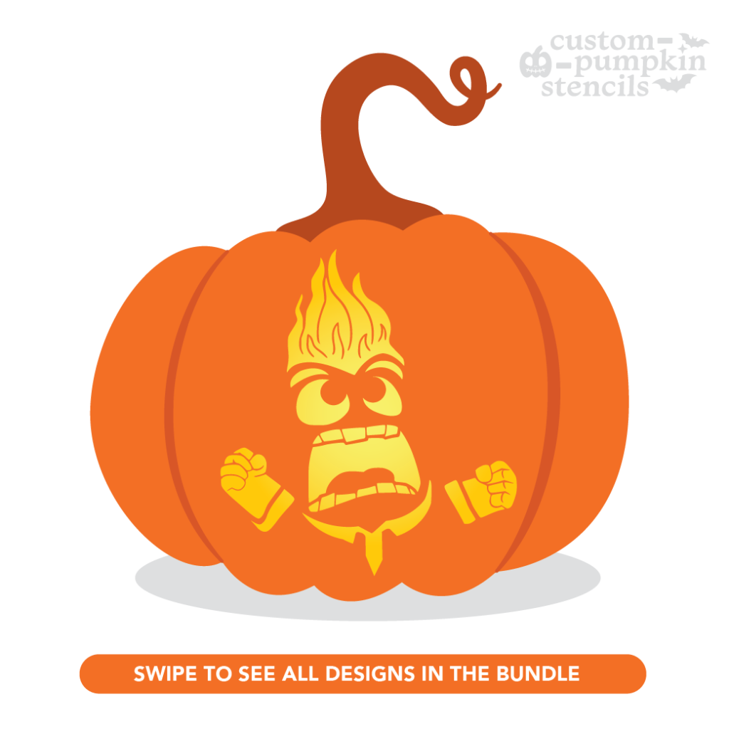 Inside Out: Anger Pumpkin Carving Stencil - Custom Pumpkin Stencils 2025