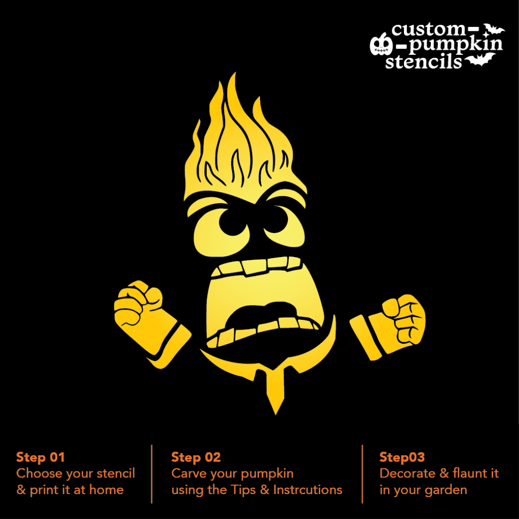Inside Out: Anger Pumpkin Carving Stencil - Custom Pumpkin Stencils 2025