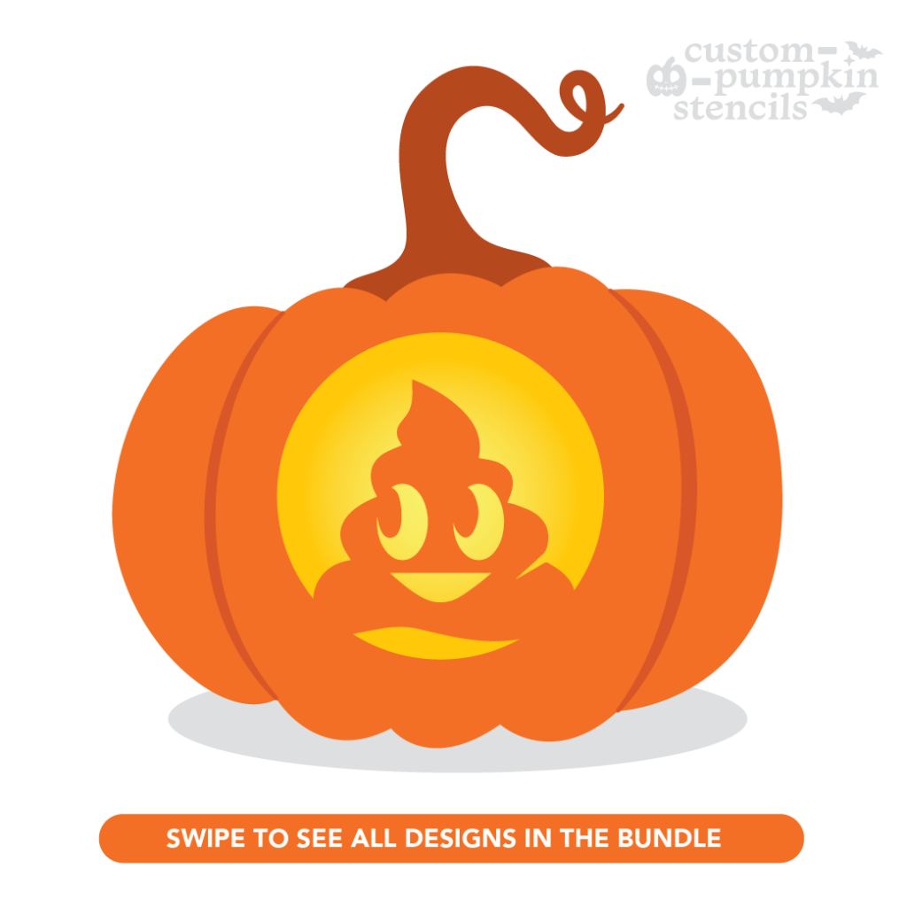 Poop Emoji Pumpkin Carving Stencil - Custom Pumpkin Stencils 2025