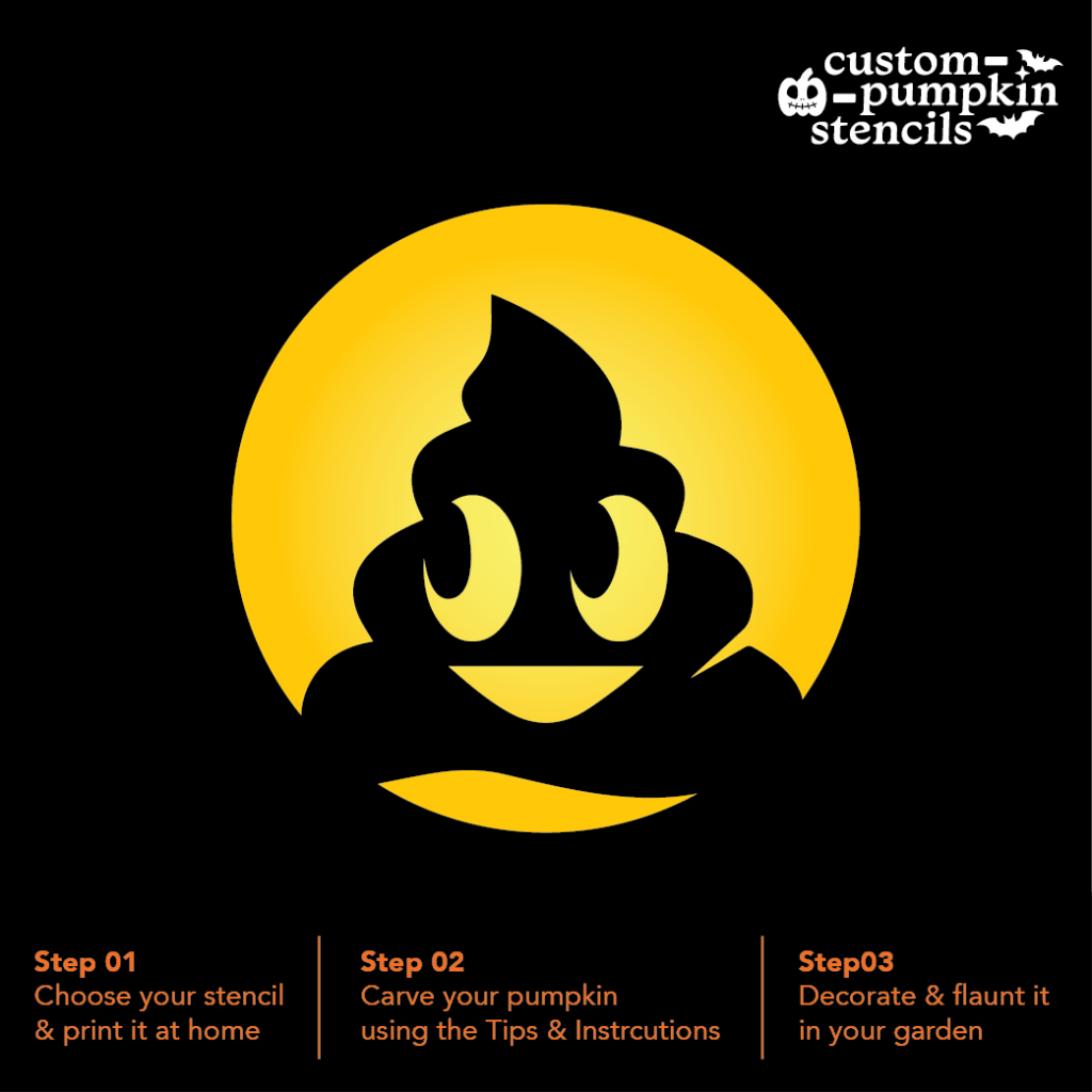 Poop Emoji Pumpkin Carving Stencil - Custom Pumpkin Stencils 2025