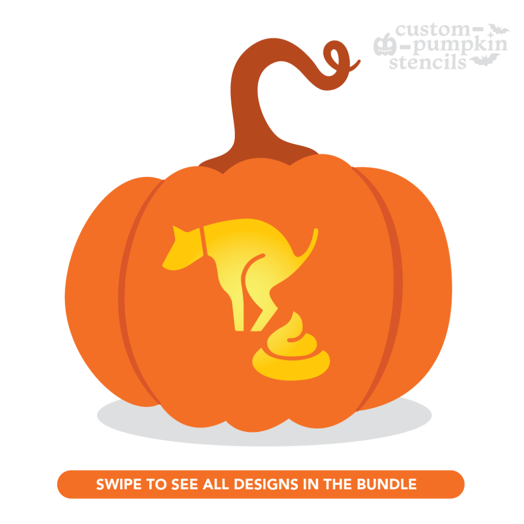 Pooping Dog Pumpkin Carving Stencil - Custom Pumpkin Stencils 2025