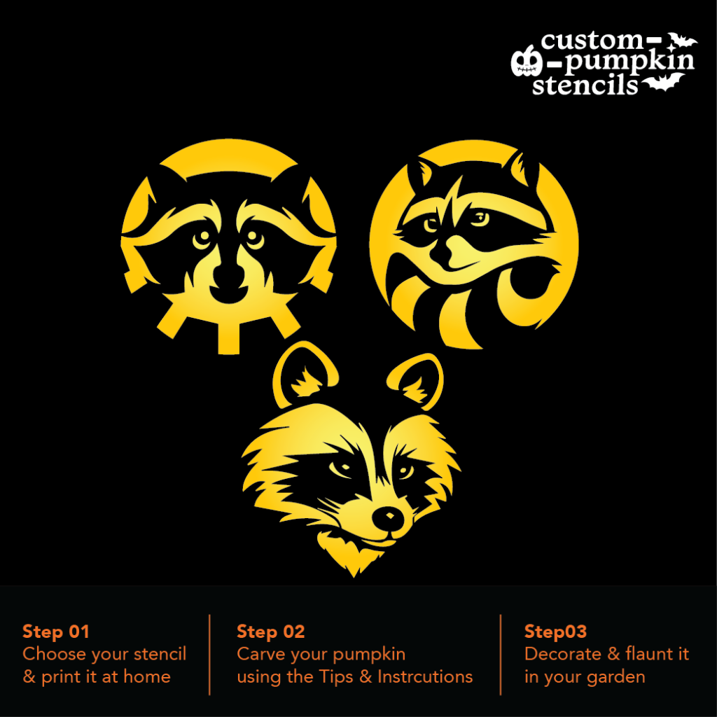 Raccoon Pumpkin Carving Stencil - Custom Pumpkin Stencils 2025