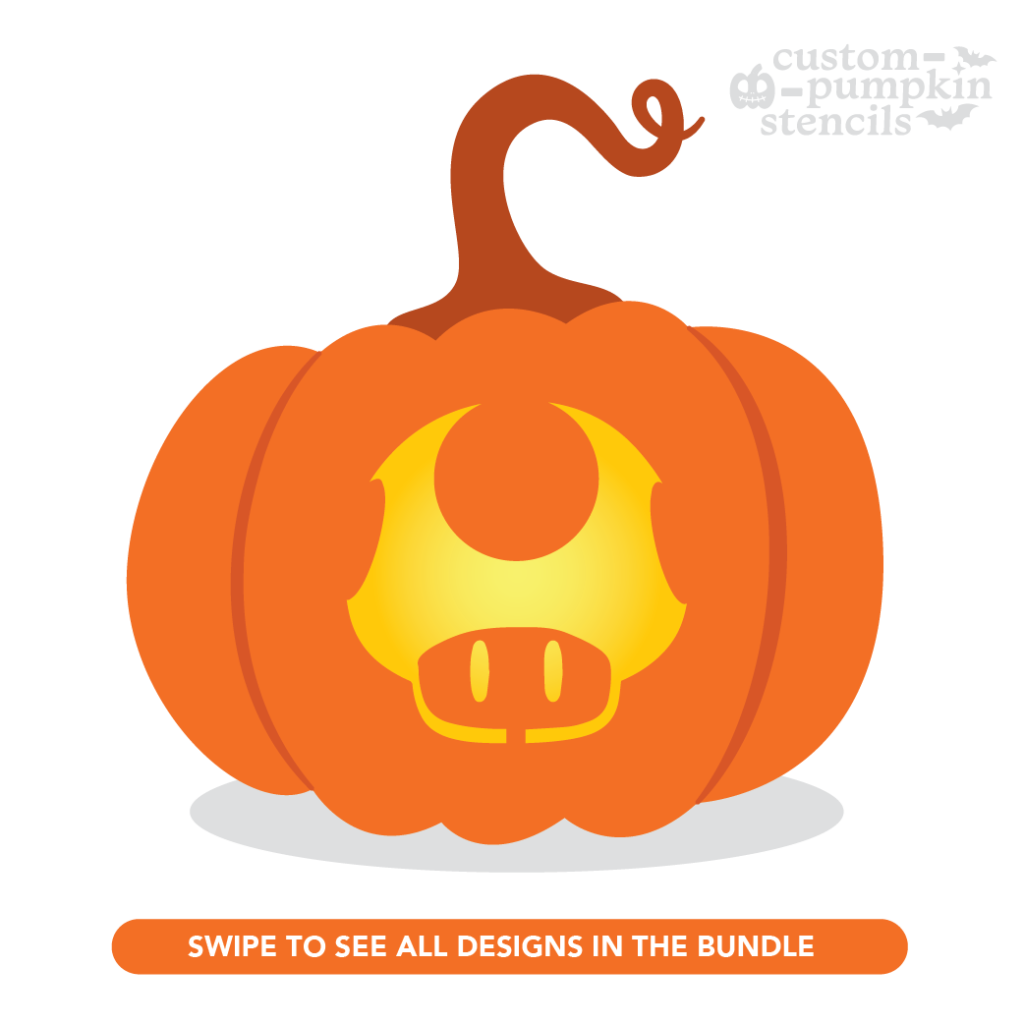 Toad Mario Pumpkin Carving Stencil