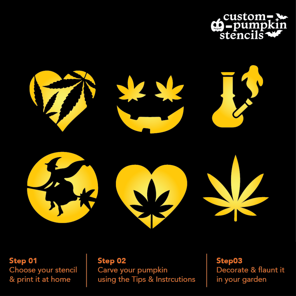 Weed Pumpkin Carving Stencil - Custom Pumpkin Stencils 2025