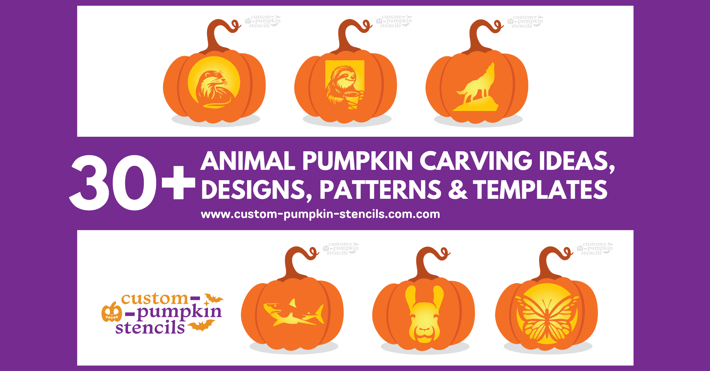 30+ Animal Pumpkin Carving Ideas, Designs, Patterns & Templates